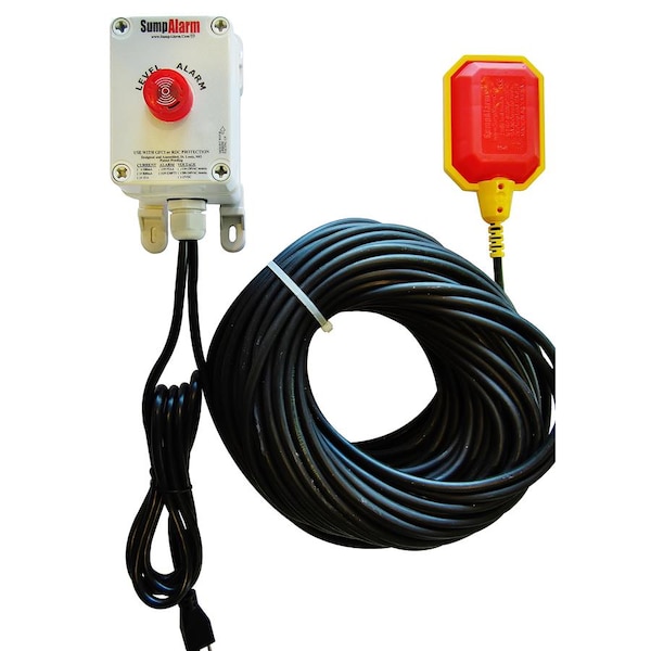 Sump Alarm Indoor/Outdoor, High-Water Alarm, 120V, 100 Foot Tethered ...