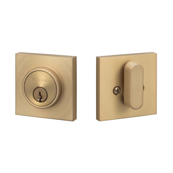 Sure-Loc Hardware Sure-Loc Hardware Modern Square Deadbolt, Satin Brass ...