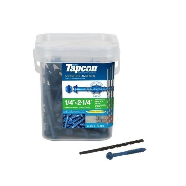 Tapcon 1/4-inch x 2-1/4-inch Climaseal Blue Slotted Hex Head Concrete ...
