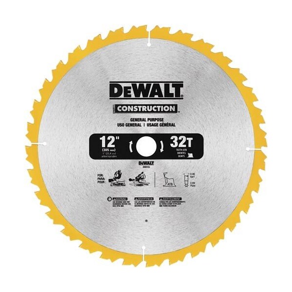 Dewalt Circular Saw Blades, Construction 12in. 32T Thin Kerf Miter ...