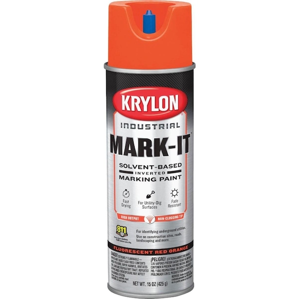 Krylon Mark-It Industrial SB Fluorescent Red Orange Inverted Marking ...