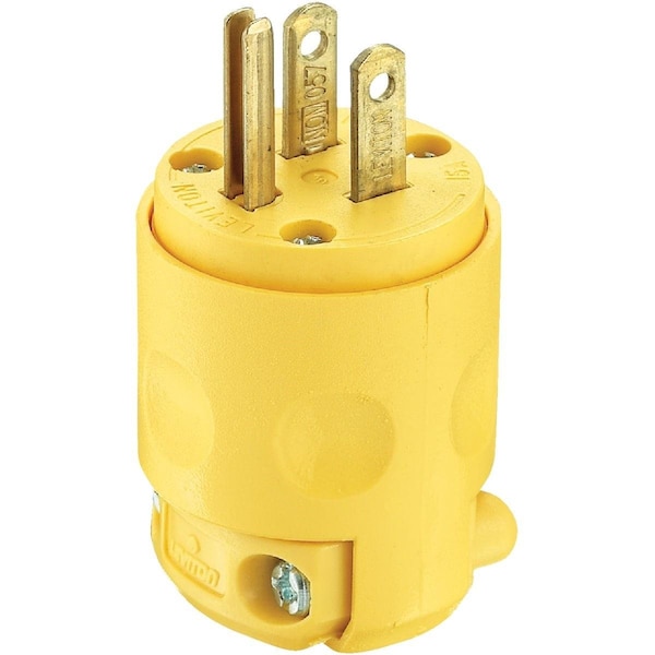 Leviton 15A 125V 3-Wire 2-Pole Residential Grade Cord Plug, Yellow 000 ...