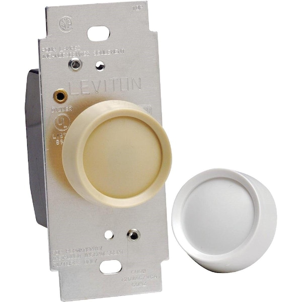 Leviton White/Light Almond Universal Turn On-Off Rotary Dimmer Switch ...