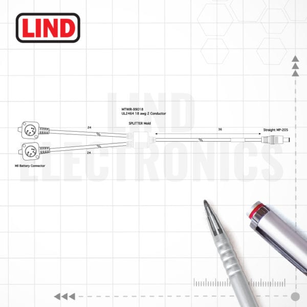 Lind Y Cable To Connect Two Ba5590 15Vdc Batteries To A Single ...
