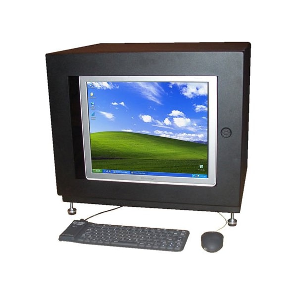 Pc Enclosures Computer & Monitor Enclosure - Black Powder Coated Steel ...