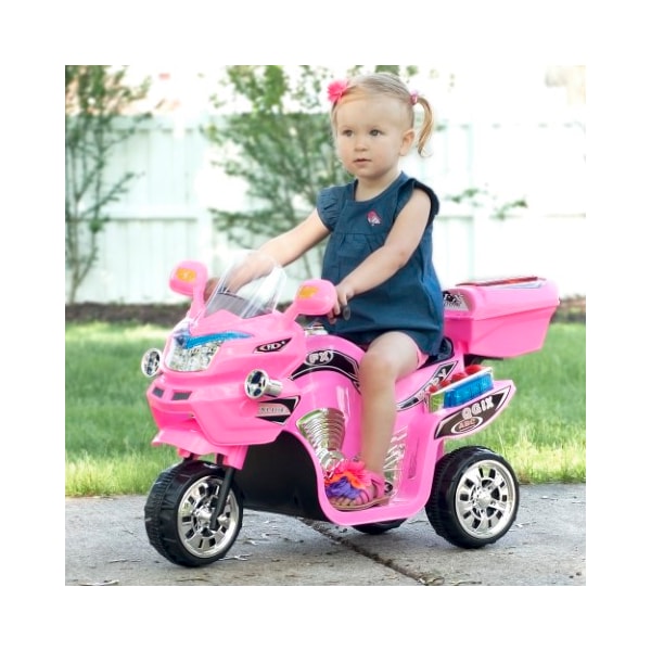 Toy Time Ride-On Motorcycle- 6V Battery Powered Pink Toy Trike- 3 ...