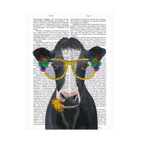Trademark Fine Art Fab Funky 'Cow and Flower Glasses Book Print' Canvas ...