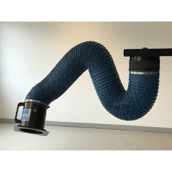 Lev-Co 5' extractor arm c/w 6.3"diameter hose, flanged capture hood and ...
