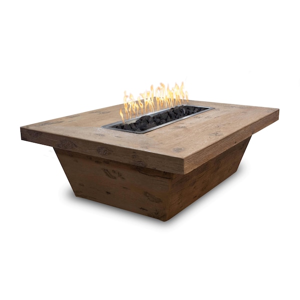 The Outdoor Plus 72 Rectangular Carson Fire Table, Wood Grain GFRC ...