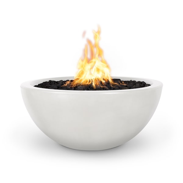 The Outdoor Plus 38 Round Luna Fire Bowl - GFRC Concrete - White - Low ...