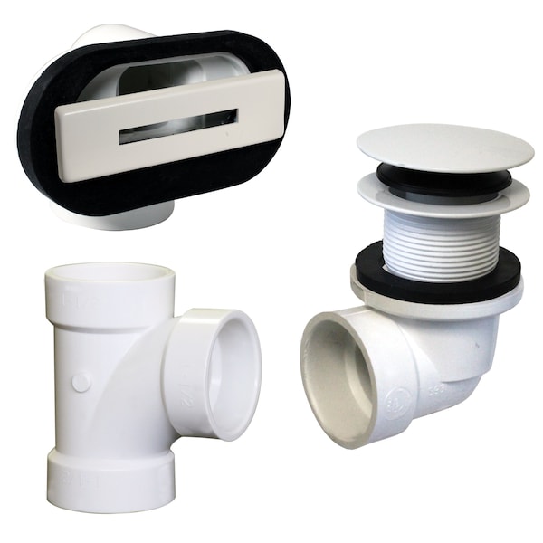 Westbrass Sch. 40 PVC 1-1/2" Plumber's Pack Tip-Toe Bathtub Drain with ...