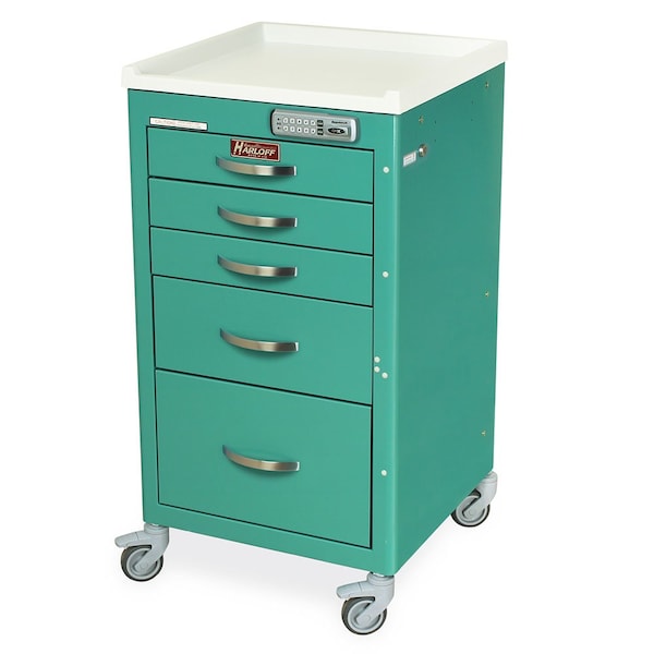 Harloff Narrow Anesthesia Cart, Short Height, Mini Width, Five Drawers ...