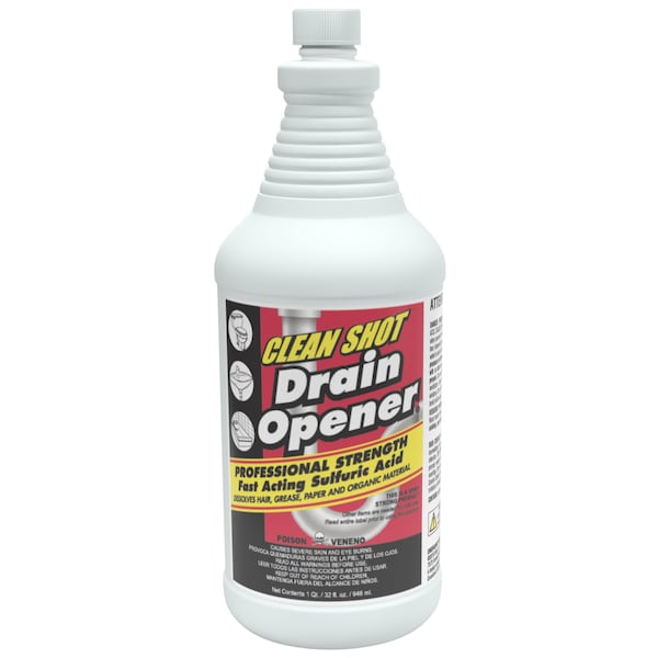 Theochem CLEAN SHOT RTL - 6/1 QT CASE, Drain Opener Sulfuric Acid, 6PK ...
