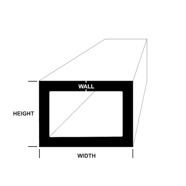 Onlinemetals Tube-Rectangle, Aluminum, 6061 Alloy Type, 96 L. 18004 | Zoro