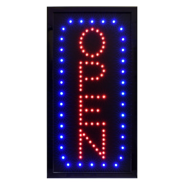 Alpine Industries LED Open Sign, Vertical, 10" x 19" 497-04 | Zoro