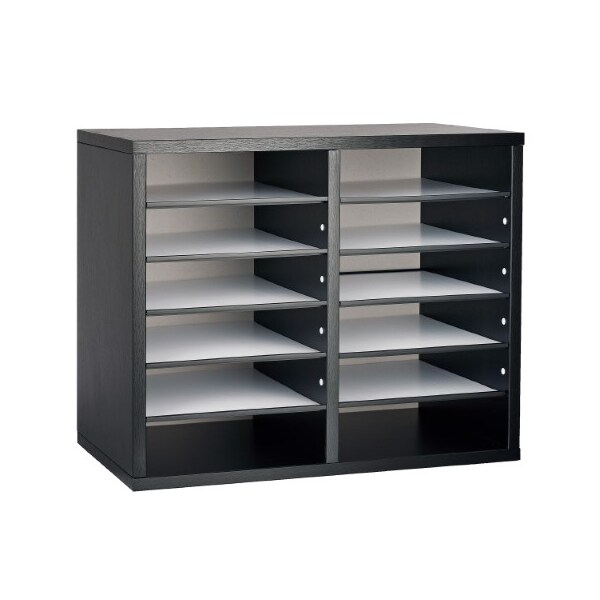 Adiroffice 12-Compartment Wood Adjustable Paper Sorter Literature File ...