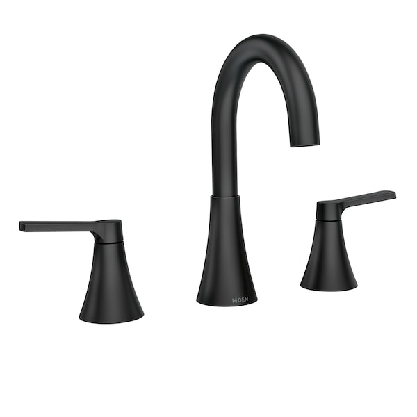 Moen Mikah Two-Handle High Arc Bathroom Faucet in Matte Black 84312BL ...