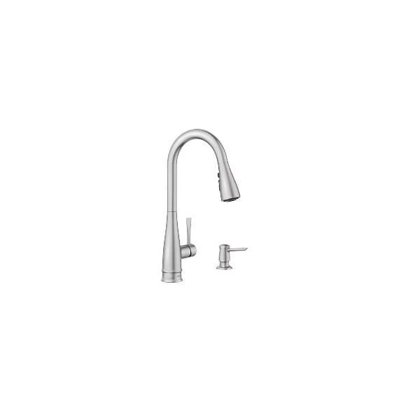 Moen Birchfield One-Handle High Arc Pulldown Kitchen Faucet in Spot ...