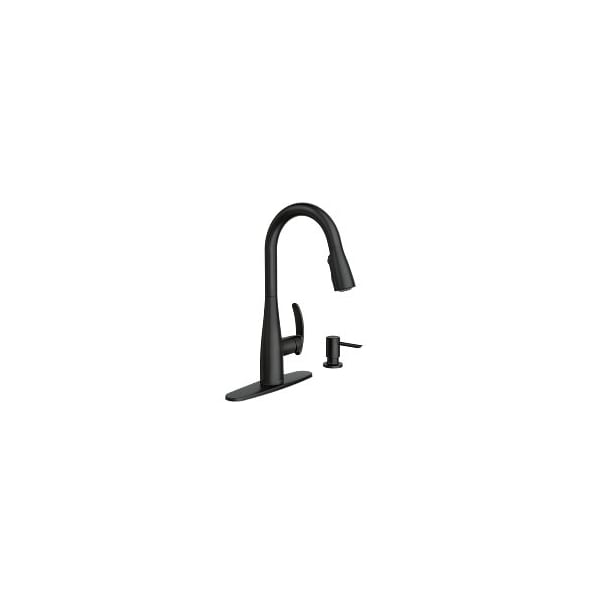 Moen Reyes One-Handle High Arc Pulldown Kitchen Faucet in Matte Black ...