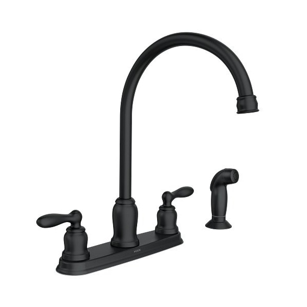 Moen Caldwell Two-Handle High Arc Kitchen Faucet in Matte Black ...
