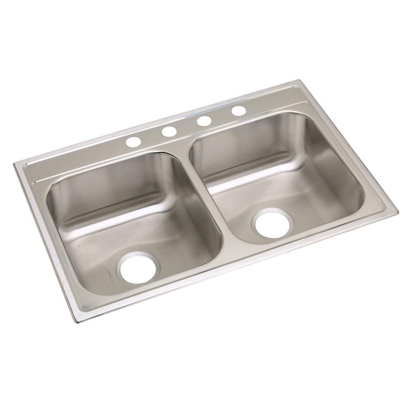 Elkay Dayton Stainless Steel 33 X 22 X 8-1/4 Equal Double Bowl Top ...
