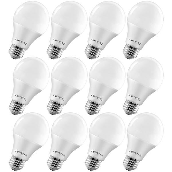 Luxrite A19 LED Light Bulbs 9W (60W Equivalent) 800LM 5000K Daylight ...