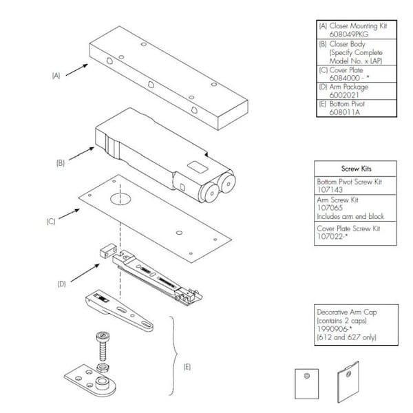 Rixson 90 Degree Center Hung Overhead Concealed Closer for Wood Doors ...