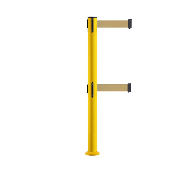 Montour Line Stanchion Dual Belt Barrier Fixed Base Yellow Post 9ft.Lt ...