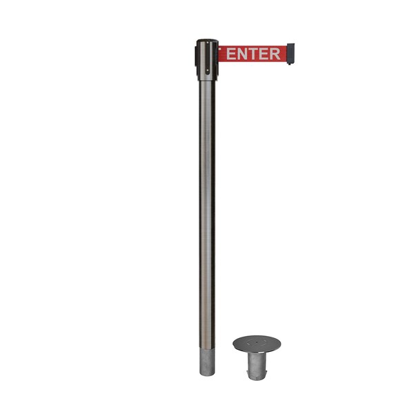 Montour Line Retractable Belt Removable Stanchion, 2ft Sat.Steel Post ...