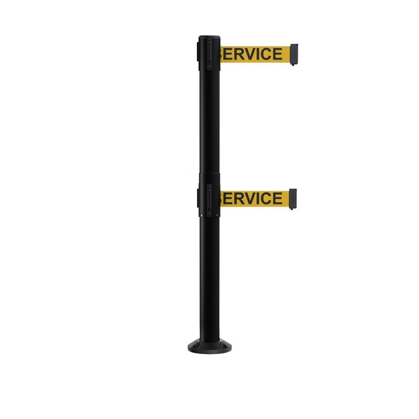Montour Line Stanchion Dual Belt Barrier Fixed Base Black Post 11ft ...