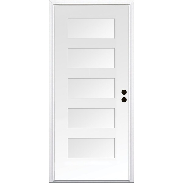 Codel Doors 32" x 80" Primed White Shaker Exterior Fiberglass Door ...