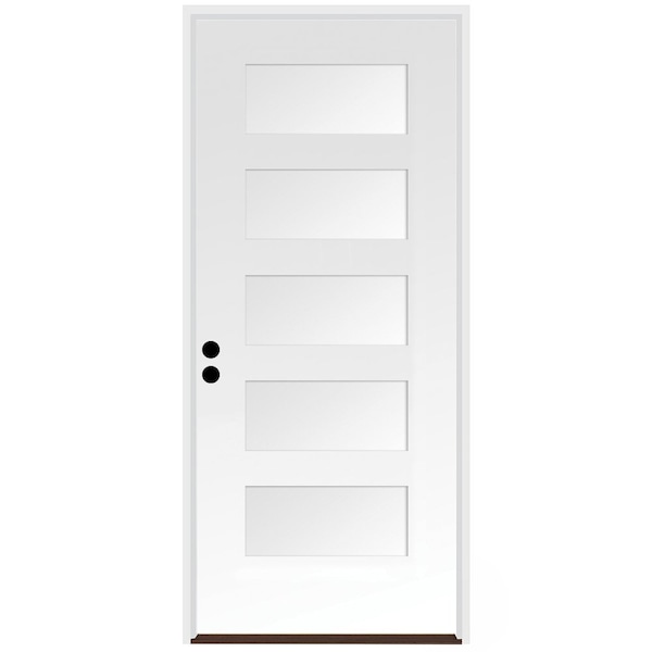 Codel Doors 32" x 80" Primed White Shaker Exterior Fiberglass Door ...