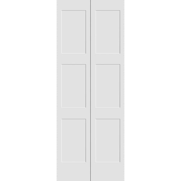 Codel Doors 36" x 80" Primed 3-Panel Equal Panel Shaker Bifold Door and ...