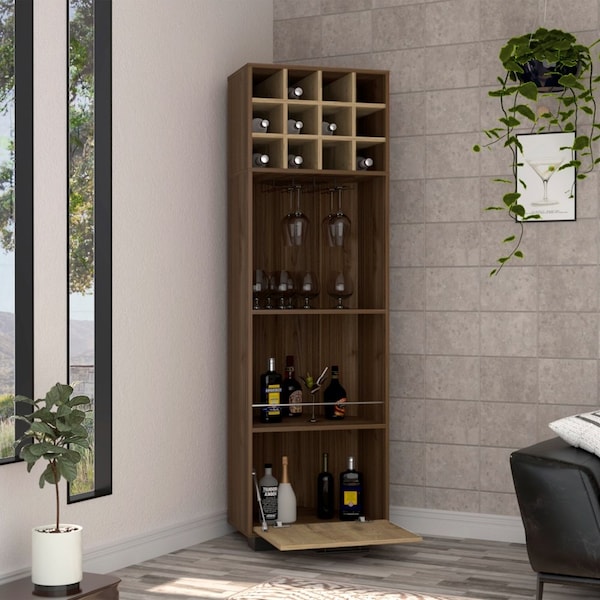 Tuhome Marsella Corner Bar Cabinet, Eight Built-in Wine Rack, Two Side ...