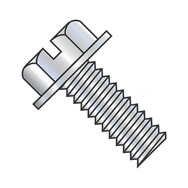 Usa Industrials #10-24 x 4 in Slotted Flange Hex Machine Screw, Zinc ...