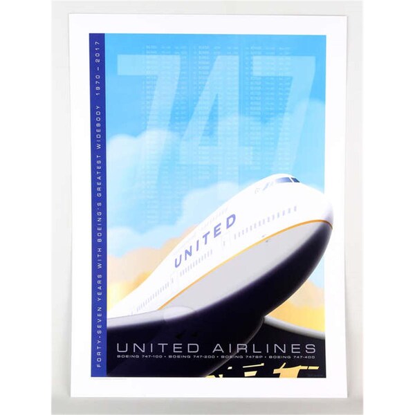 Jetage Aviation Art 14 x 20 in. United 747 Tribute Poster Unicon Poster ...