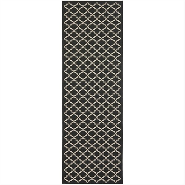 Safavieh 2 Ft. -4 In. X 12 Ft. Runner Indoor-Outdoor Courtyard- Black ...