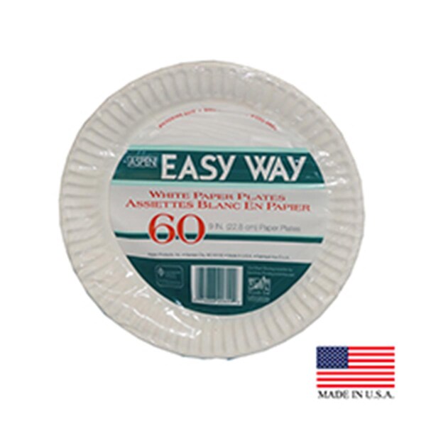Aspen Products 20609 PEC 9 in. White Easy Way Uncoated Paper Plate ...
