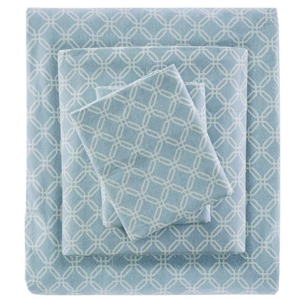Imageware Systems Cozy Flannel Sheet Set, Blue Geo - Twin Extra Large ...