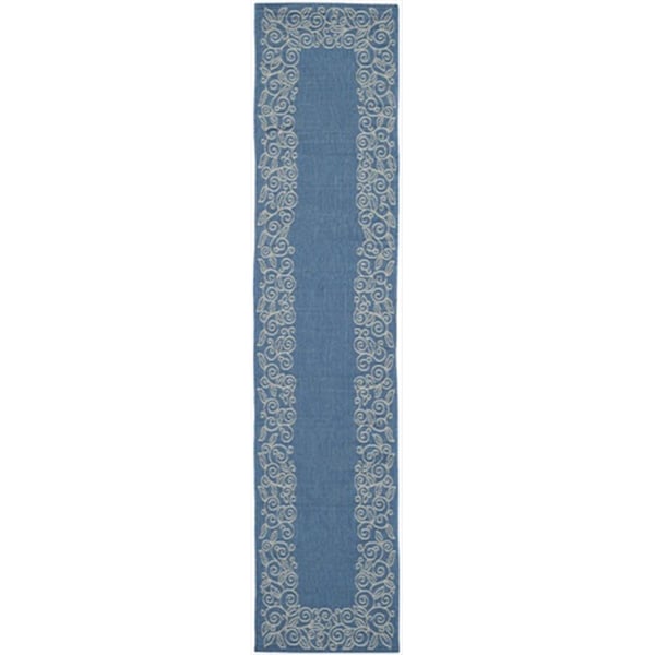 Safavieh 2 Ft. -4 In. X 14 Ft. Runner Indoor-Outdoor Courtyard- Blue ...