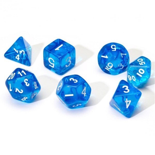 Poco 7 Piece Transparent Dice Set - Blue & White PO3303138 | Zoro
