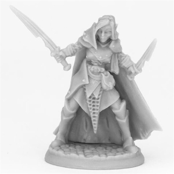 Thinkandplay Bones Dark Elf Female Warrior Miniatures, Black TH2738584 ...