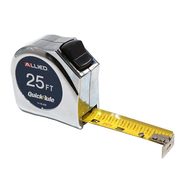 Pinpoint 25 ft. x 1 in. QwikRule Steel Tape Measure with Chrome Case ...