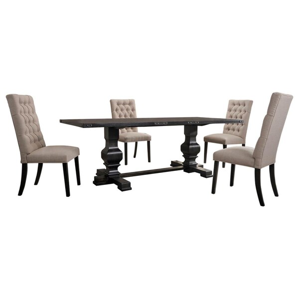 Best Master Furniture 5 Piece Michelle Rectangular Rustic Black Dining ...