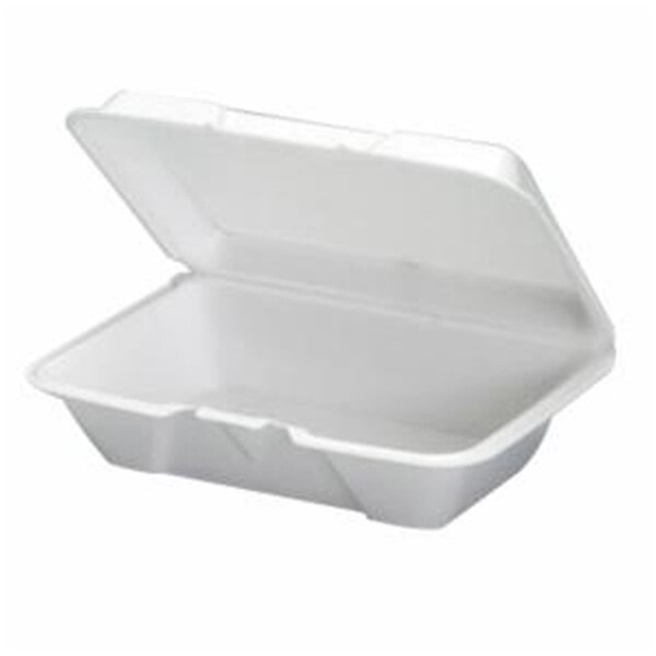 Genpak Large 1 Compartment Hinged Foam Container, White, 200PK 20500 ...