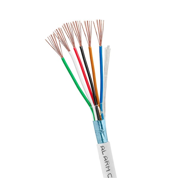 Cmple Multi-Conductor Cable, 22 AWG, 6 C, White, Stranded, 1000 ft 1326 ...