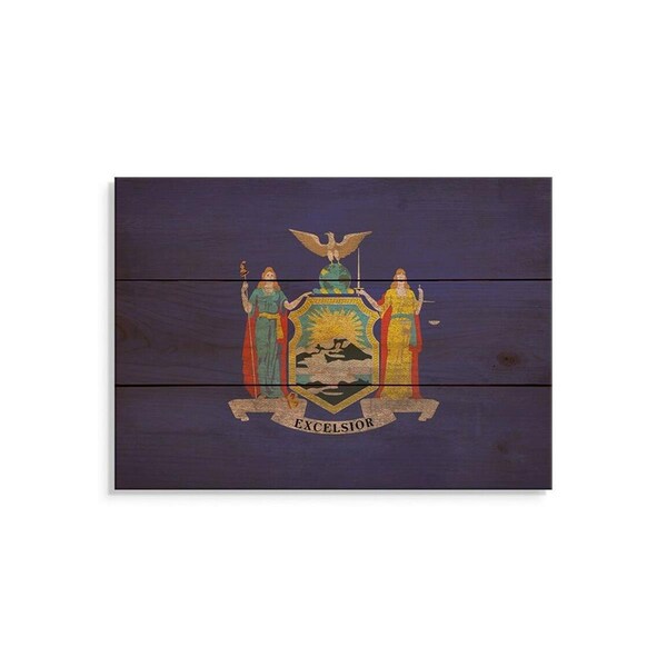 Wile E. Wood 15 x 11 in. New York State Flag Wood Art FLNY-1511 | Zoro