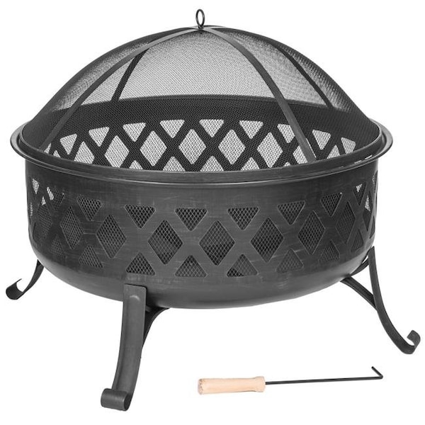 Dagan FP-1027 Diamond Style Wood Burning Fire Pit with 29.5 in. Dia ...