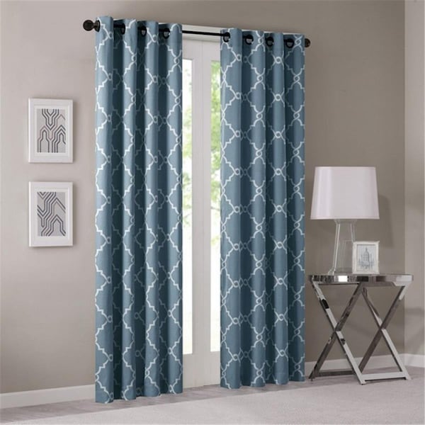 Madison Park Fretwork Print Window Panel, Blue MP40-2026 | Zoro