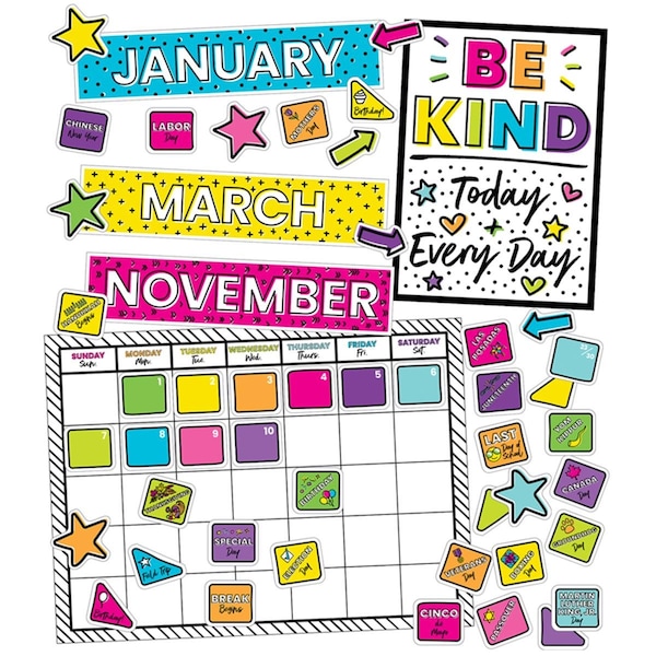 Carson Dellosa Kind Vibes Calendar Bulletin Board Set for Grade K-5 ...